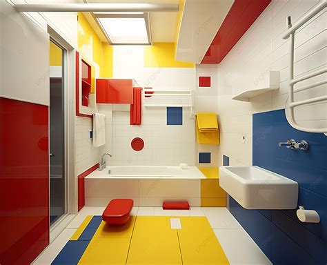 An Open Colorful And Modern Bathroom Background Mirror Modern