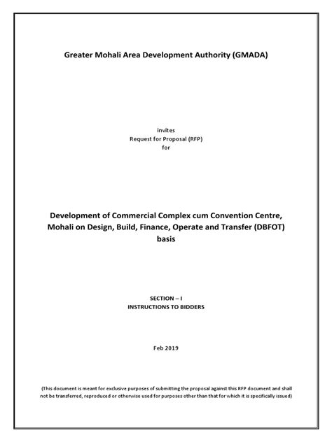 Itb Mohali Commercial Complex Cum Convention Centre Pdf Request For Proposal Legal Liability