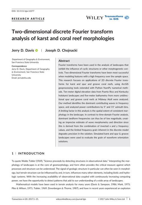 Pdf Two Dimensional Discrete Fourier Transform Analysis Of Karst And