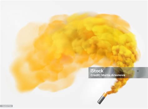 색상 노란색 축제 연기 폭탄 축구 팬들은 불꽃놀이를 성화합니다 고립 된 안개 또는 연기 투명 한 특수 효과 밝은 마법의 구름 디자인에 대한 벡터 요소입니다 거즈에 대한 스톡