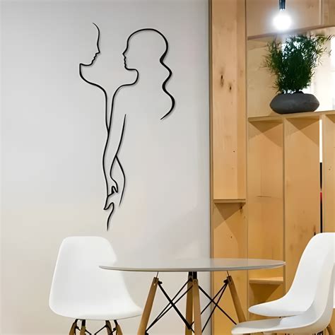 Abstract Couple Line Art Acrylic Wall Decor Minimalist Silhouette
