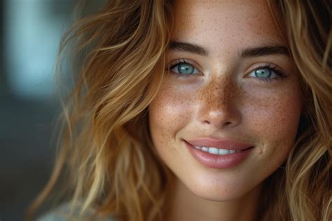 Premium Photo Radiant Woman With Freckles Smiling