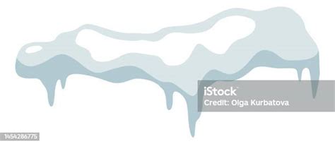 스노우 캡 겨울 눈 덮인 만화 평면 고립 된 요소 고드름으로 지붕에 눈이 쌓여 있습니다 스노우캡 오브젝트 크리스마스 휴일 추운 계절 장식입니다 새해 얼어 붙은 얼음 벡터