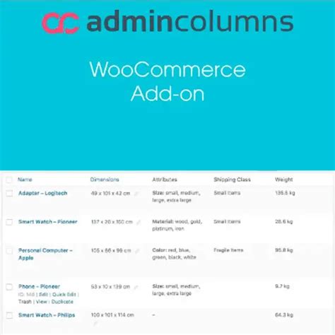 Admin Columns Pro Woocommerce Addon Download Woocommerce Wordpress