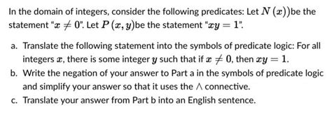 Solved In The Domain Of Integers Consider The Following Chegg
