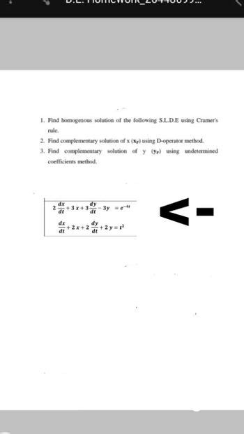 Answered 2 3x3 3y E 4t Dx Dt Dy Dt Dx Dt Bartleby