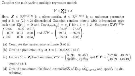 consider the multivariate multiple regression model