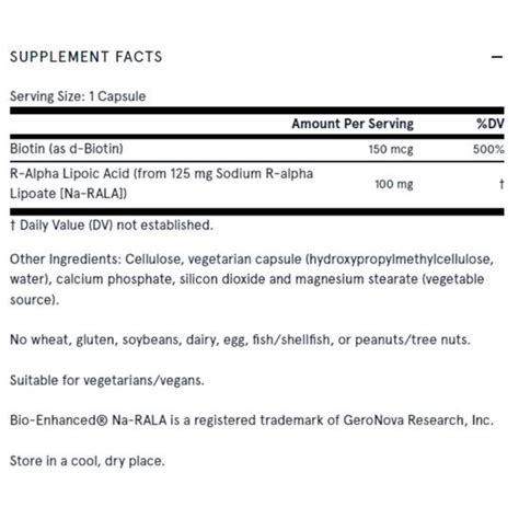 Jarrow Formulas R Alpha Lipoic Acid Biotin Capsules