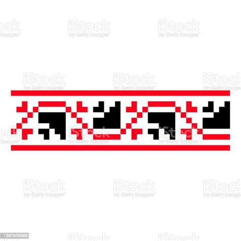 Pixelized Pattern Vyshyvanka Traditional Ethnic Ukrainian Seamless