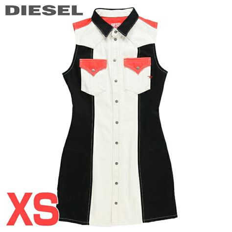 【楽天市場】★diesel ディーゼル レディース★カラーブロック切替 コットン ノースリーブデニムワンピース【de Glo F Fs】【サイズxs】【ホワイト】die L T F4 89r