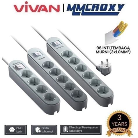 Promo Vivan Vps Fashion Stop Kontak Saklar 3 6 Lubang Safety Socket Ac