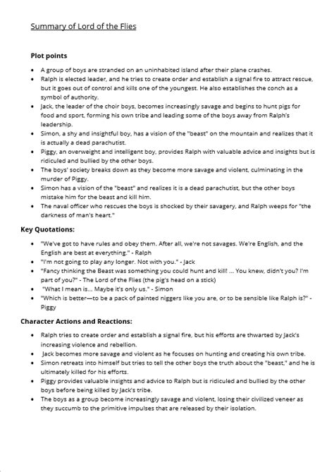 Lord Of The Flies Summary Themes And Symbols