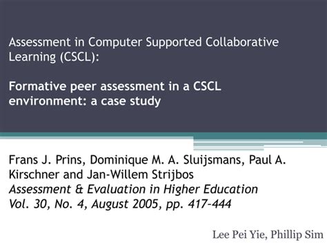 Peer Assessment In Cscl Ppt