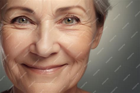 Premium Ai Image Portrait Of A Smiling Senior Woman On A Gray