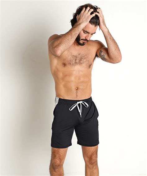 Lasc Pique Mesh Hero Stripe 7 Workout Shorts Blackwhite Sh914ppm 001b