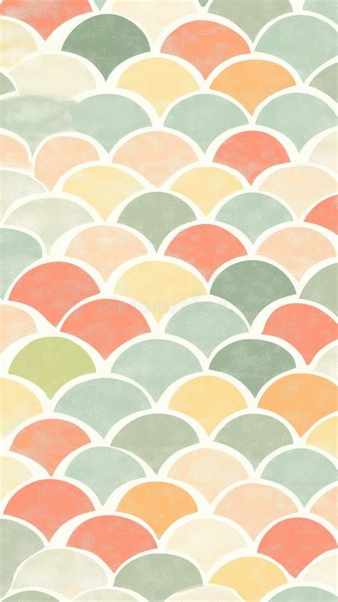 Colorful Scallop Pattern Design Featuring Soft Pastels And Rounded