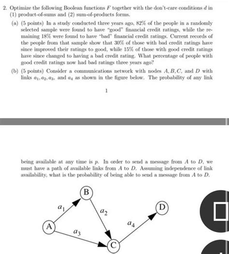 Solved 2 Optimize The Following Boolean Functions F