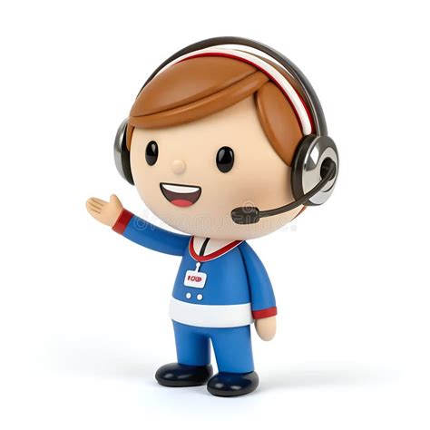 Cute 3d Customer Service Agent Isolated On White Background Stock Illustration Illustration Of