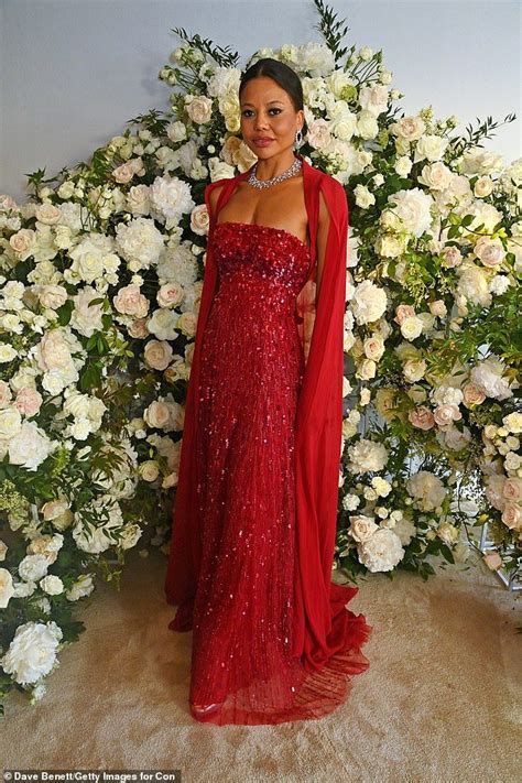 Lady In Red Emma Weymouth Dazzles In An Embellished Scarlet Gown In