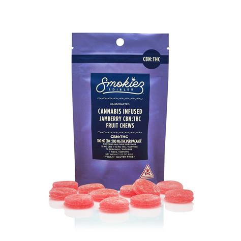 Cbnthc 11 Jamberry 100mg Cbn100mg Thc Fruit Chews Smokiez Edibles