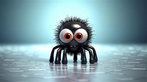 Premium Ai Image Cute 3d Cartoon Black Spider Character Created With