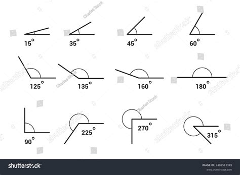 Different Angles Degrees Template Set Measure Stock Vector Royalty