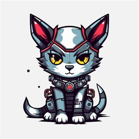 Vecteur De Chat Mignon Cyberpunk Vecteur Premium