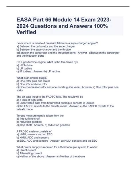 easa part 66 module 14 exam questions and answers 100 verified easa stuvia us