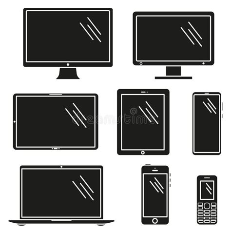 Dark Icons Of Modern Technologies Development Of Gadgets Stock Vector