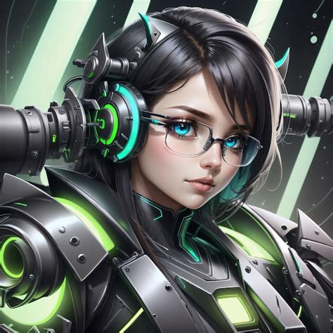 Premium Photo Woman With Glasses Headphones And Fluorescent Green Liquid