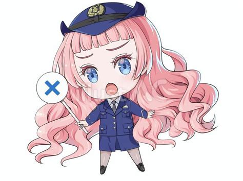Free Vectors Pink Haired Female Police Officer Holding A Chequered Flag
