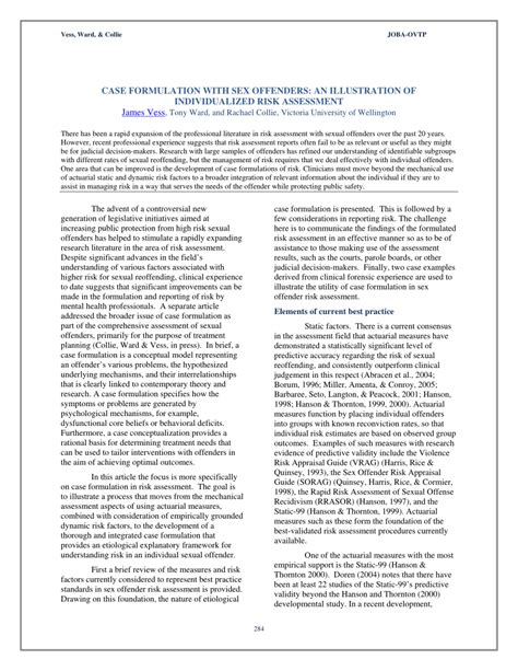 Pdf Case Formulation With Sex Offenders An Illustration Of