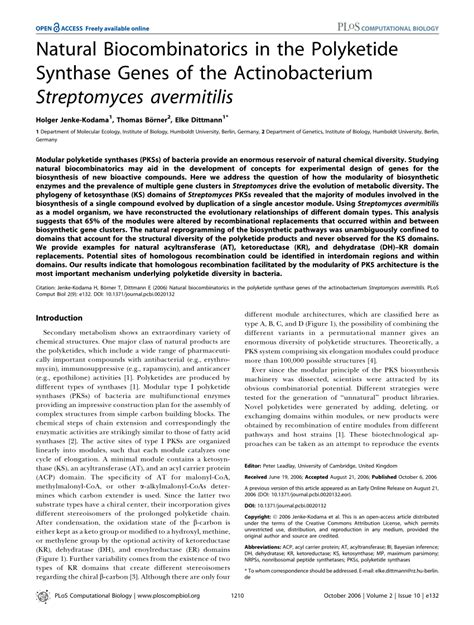 Pdf Natural Biocombinatorics In The Polyketide Synthase Genes Of The
