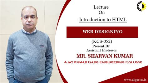 introduction to html web designing lecture 01 by mr sharvan kumar