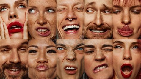 Collage Diverse People Men And Women Expressing Wide Variety Of