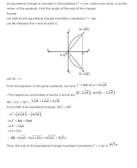 Conic Sections Class 11 Mathematics Ncert Solutions