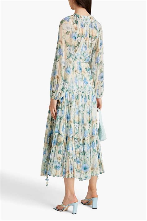Zimmermann Floral Print Crepon Midi Dress The Outnet