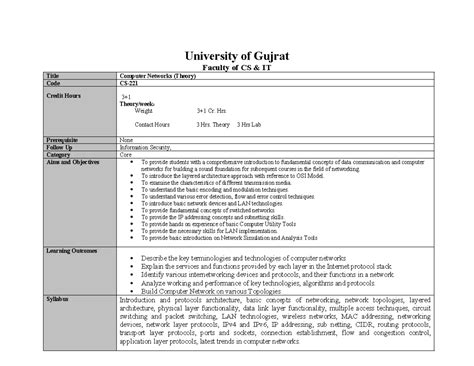 Computer Networks Cs 221 Copy University Of Gujrat Faculty Of Cs