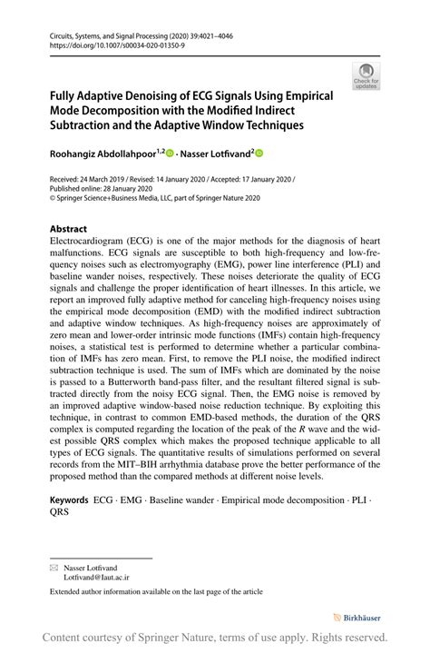 Fully Adaptive Denoising Of Ecg Signals Using Empirical Mode Decomposition With The Modified