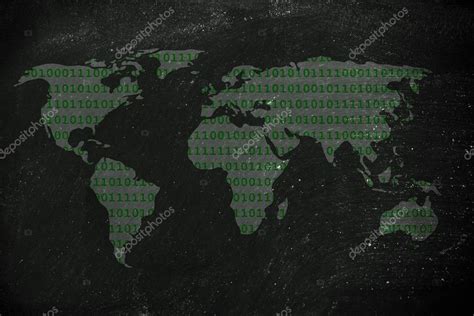 World Map Made Of Binary Code Overlay Stock Photo Faithie 72929215