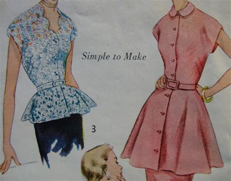1950s Simplicity 3535 Vintage Sewing Pattern Misses Simple To Make