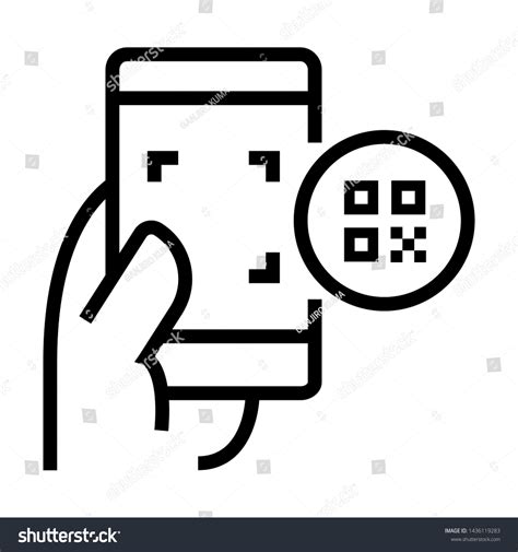Mobile Scan Qr Code Stroke Outline Stock Vector Royalty Free 1436119283 Shutterstock