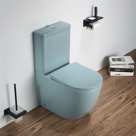 Унитаз напольный безободковый CeramaLux N 2170AXMHL 64x38 (голубой) с ...
