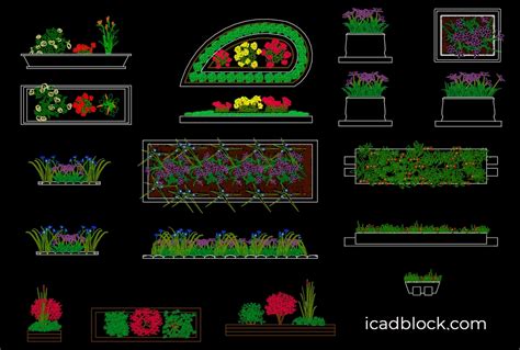 Flower Bed CAD Block Collection In DWG ICADBLOCK