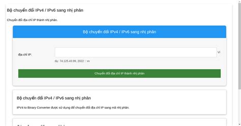 Bộ Chuyển đổi Ipv4 Ipv6 Sang Nhị Phân