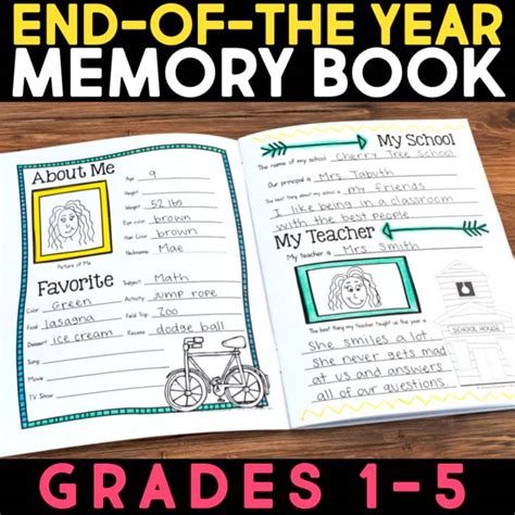 End of Year Memory Book Reflection 2nd grade Memory Book Activity 3rd 4th 5th