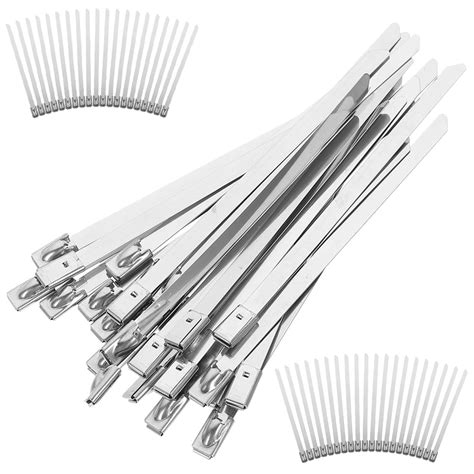 100 Pcs Stainless Steel Cable Tie Metal Zip Ties Wire Reusable Pipeline