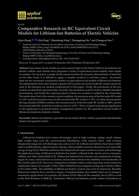 Pdf Comparative Research On Rc Equivalent Circuit Models For