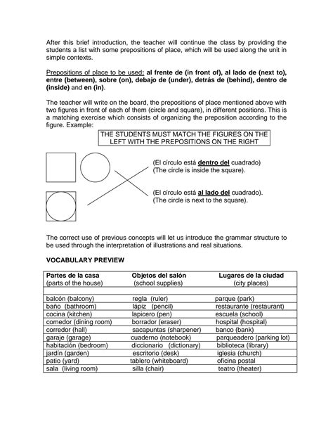 SOLUTION Spanish Class Prepositions Of Place Clase De Espa Ol