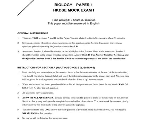 Hkdse Biology Mock Paper 2023 For Hkdse Exam Level5 Practise 興趣及